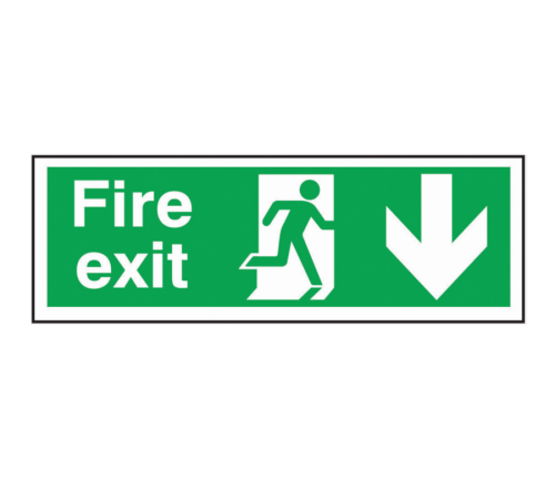 GPC Fire Exit - Down Arrow Sign – Pack of 10 for Workplace Safety